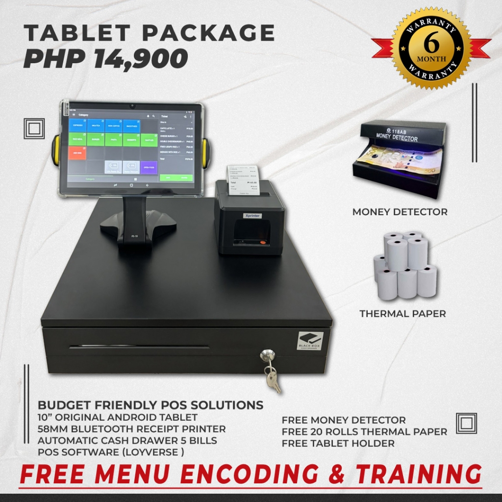 POS PACKAGE FOR COFFEE SHOP MILKTEA SHOP RESTAURANT (10" TABLET WITH ...