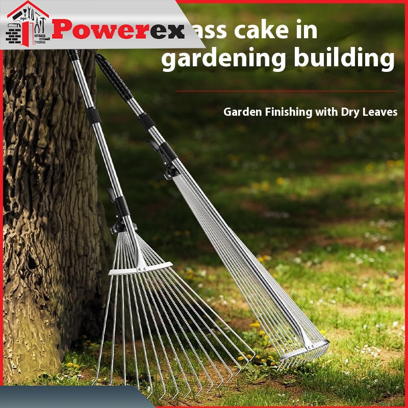 Adjustable Telescopic Metal Garden Leaf Leaves Rake Grass Telescopic ...