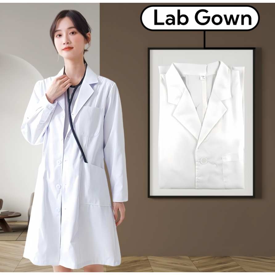 Lab Gown Long Sleeve Lab Coat White Coat Lab Gown Women Lab Coat White ...