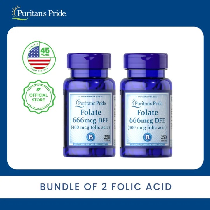 2 Bottle Pack Folic Acid 400 mcg 250 tablets Women's Vitamins Health ...