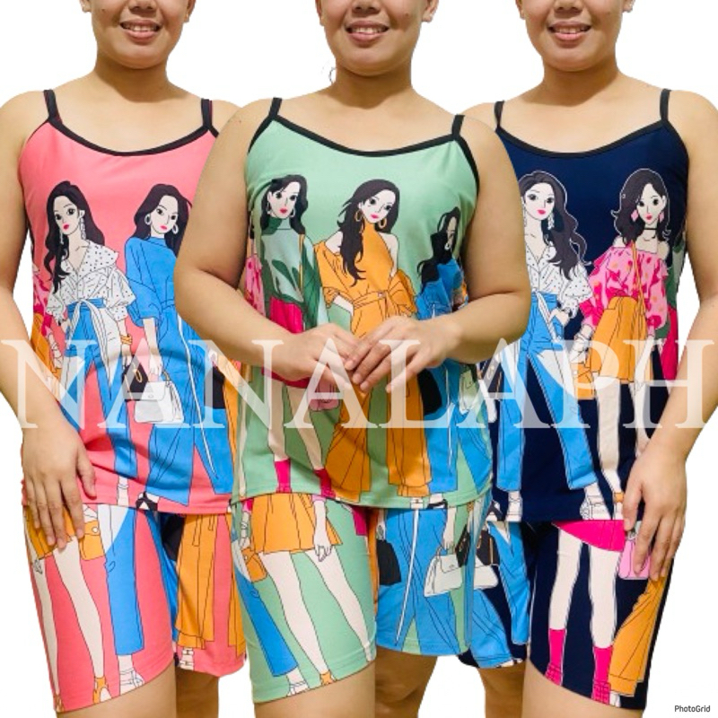 PLUS SIZE Spaghetti Blouse and Short Terno for Women SENEPA PRINT ...