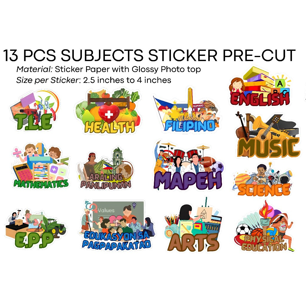 13 pcs Subjects Label Stickers for Notebooks and Books PRE-CUT | Shopee ...
