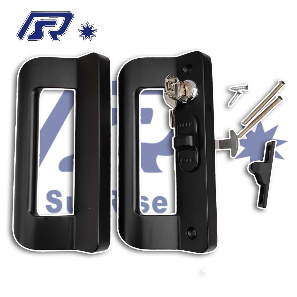 Sliding Door Lock Set with Key (Black) | Shopee Philippines