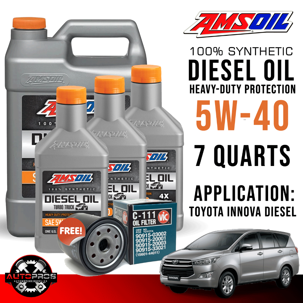 AMSOIL Heavy-Duty 100% Synthetic Diesel Engine Oil 5W-40 7 Quarts ...