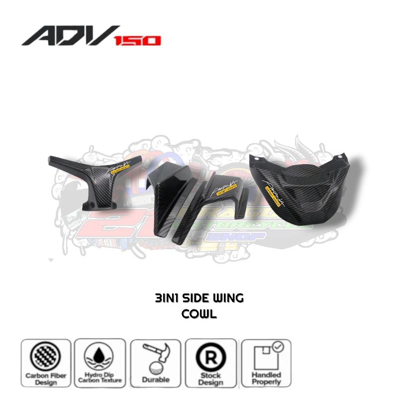 NEW!! Honda Adv 150 hydro dip carbon 3in1 side wing cover | Shopee ...