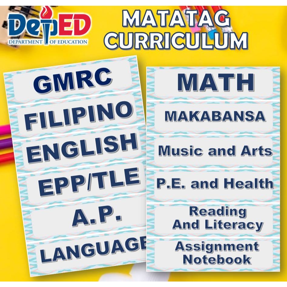SY. 2025-2026 LABEL NOTEBOOK STICKER SUBJECT ORDER MATATAG CURRICULUM ...