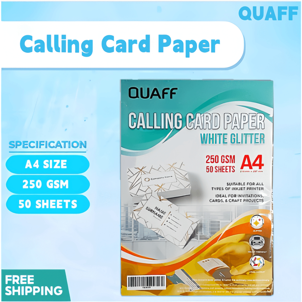 QUAFF Double Sided Glitter Calling Card Paper A4 Size 250gsm (50sheets ...