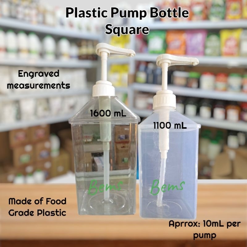 Plastic Clear Syrup Pump Bottle Container Square for Fructose or other ...