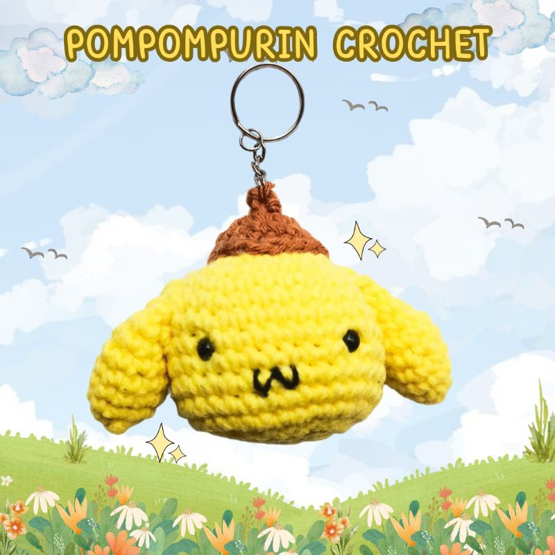 cute POMPOMPURIN sanrio keychain crochet handmade | Shopee Philippines