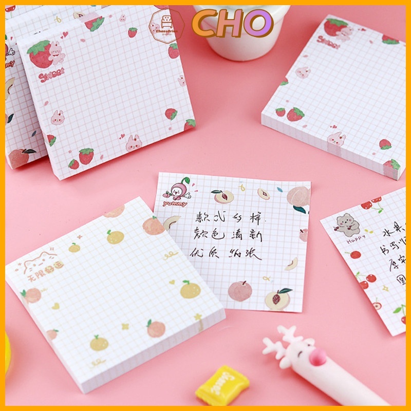 CHO⭐80pcs Creative Post-it Sticker Cute Fruit Memo Sticker Student Ins ...