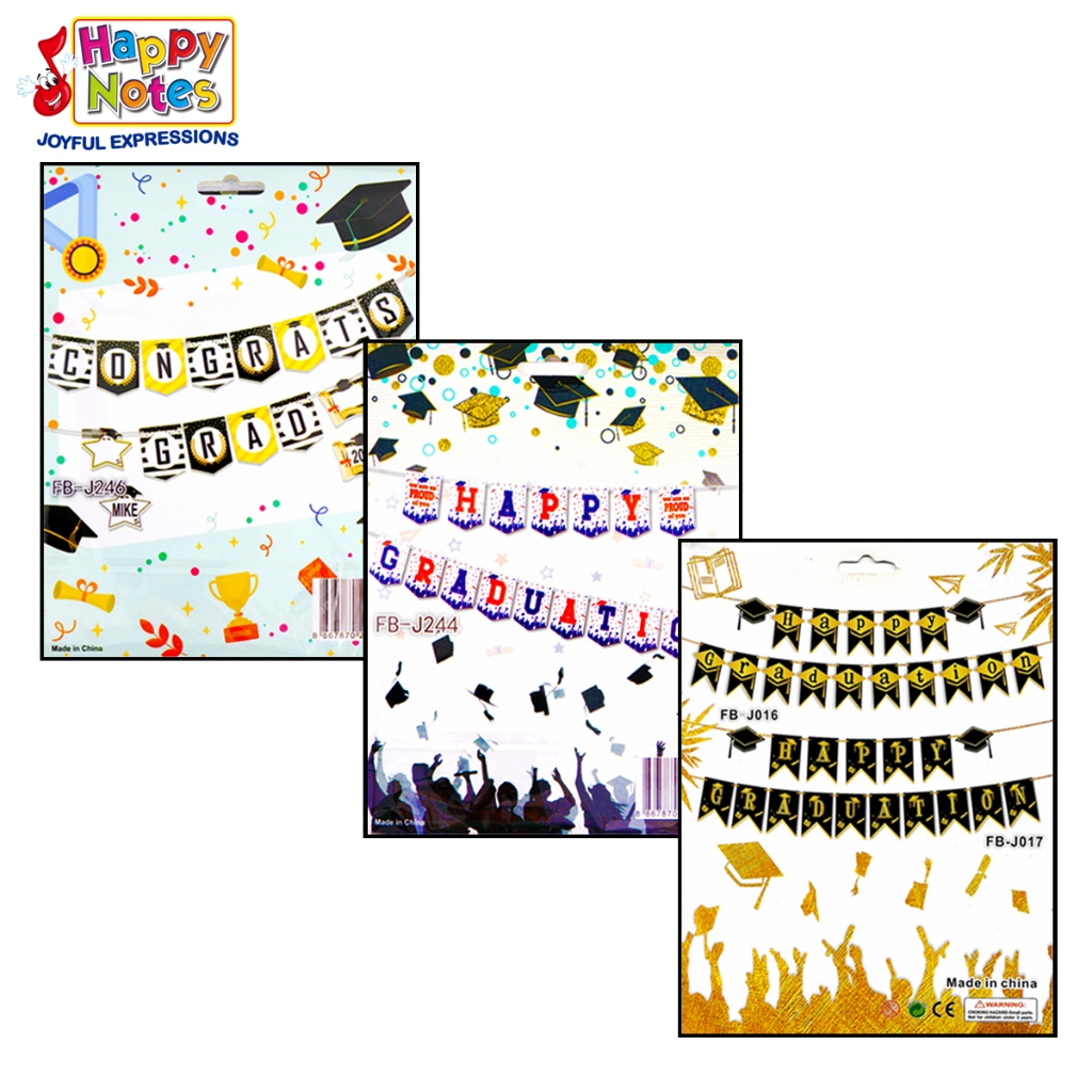 Happy Notes Party Flag Banner (Happy Graduation w/Stamping Design ...