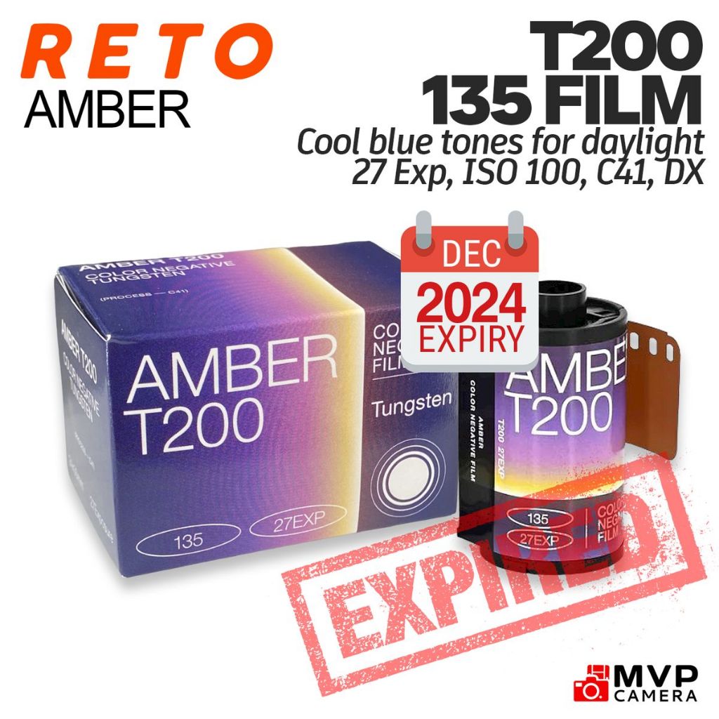 RETO AMBER T200 Tungsten 135 35MM Color Expired Negative Film 27 exposures C41 Process MVP ...