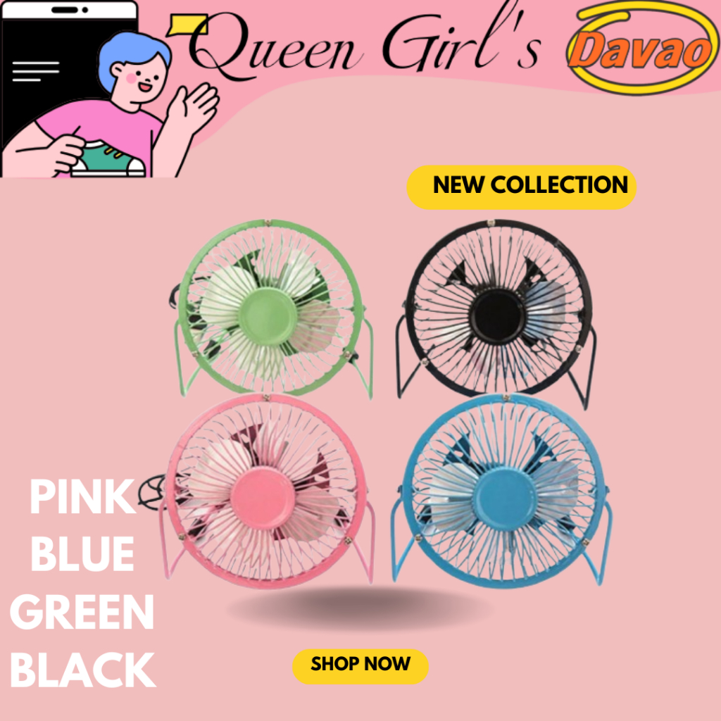 Queen Girl's Metal USB Mini Desktop Portable Cooling Electric Fan ...