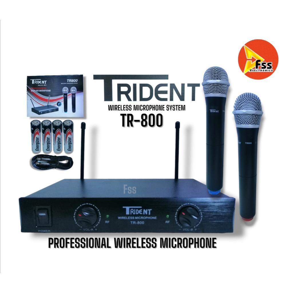 TRIDENT WIRELESS MICROPHONE TR800 PROFESSIONAL DYNAMIC MICROPHONE ...