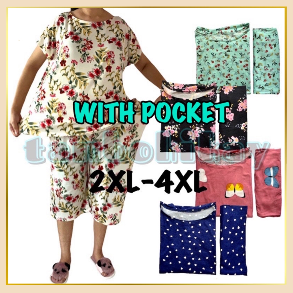 2XL-4XL PLUS SIZE - TERNO BLOUSE SQUARE PANTS WITH ONE SIDE POCKET | Shopee Philippines