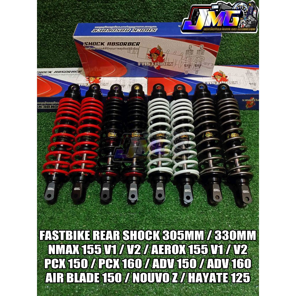 FASTBIKES REAR SHOCK NMAX 155/AEROX 155/PCX/ADV/AIR BLADE/ADV/NOUVO/HAYATE 305MM / 330MM ...