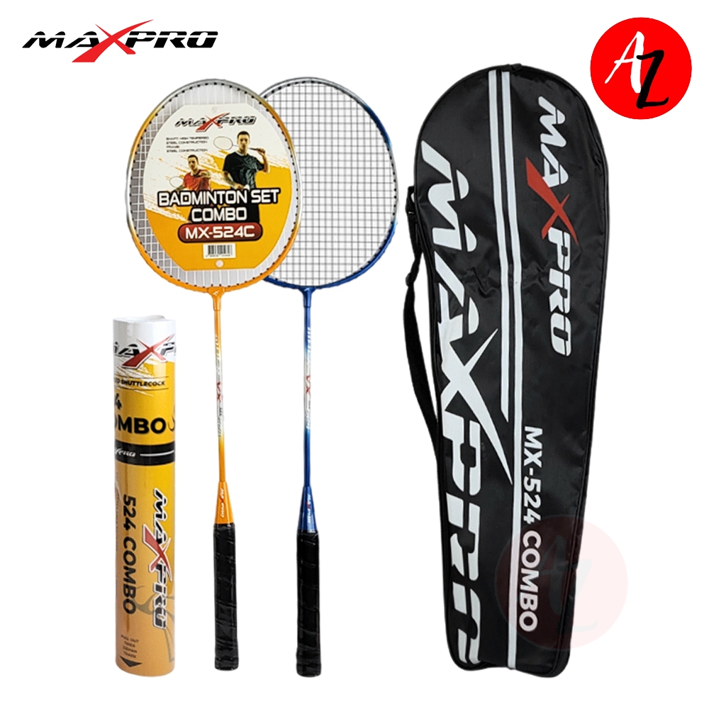 Maxpro MX-524C Badminton Racket Pair Set Combo with 12 Feather ...