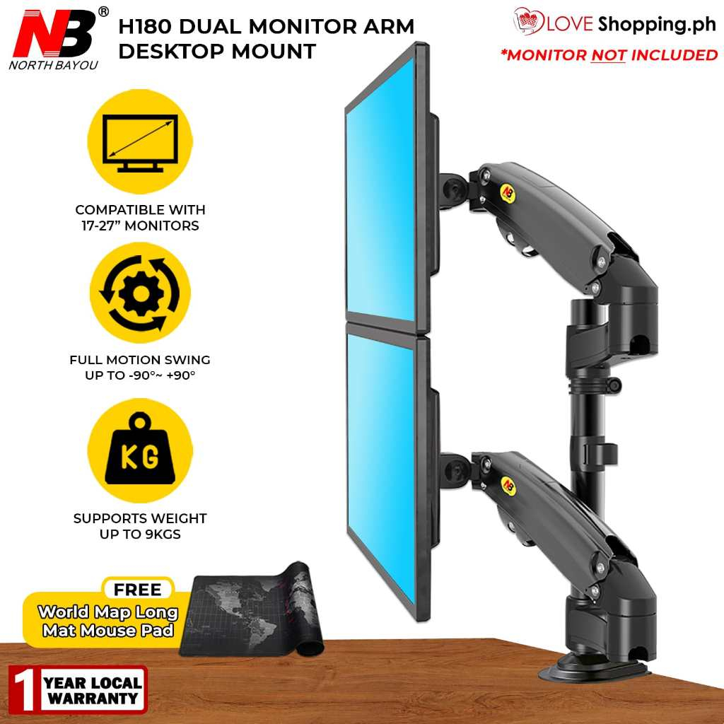 NORTH BAYOU NB H160 / H180 Dual Arm Monitor Holder Desktop Mount for ...