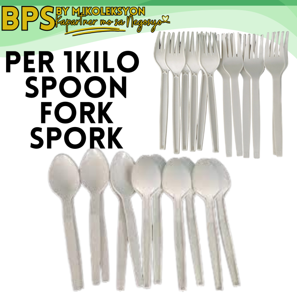 1kilo Spoon Fork Spork White Black for Take out Meal Box | Shopee ...