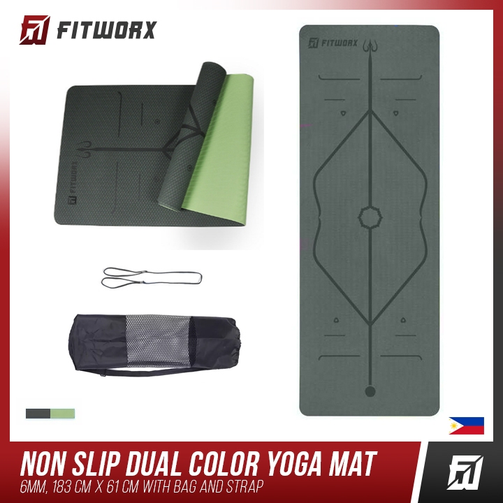 Fitworx Yoga Mat Gym Exercise Mat Eco 6mm Friendly Non-Slip Exercise ...