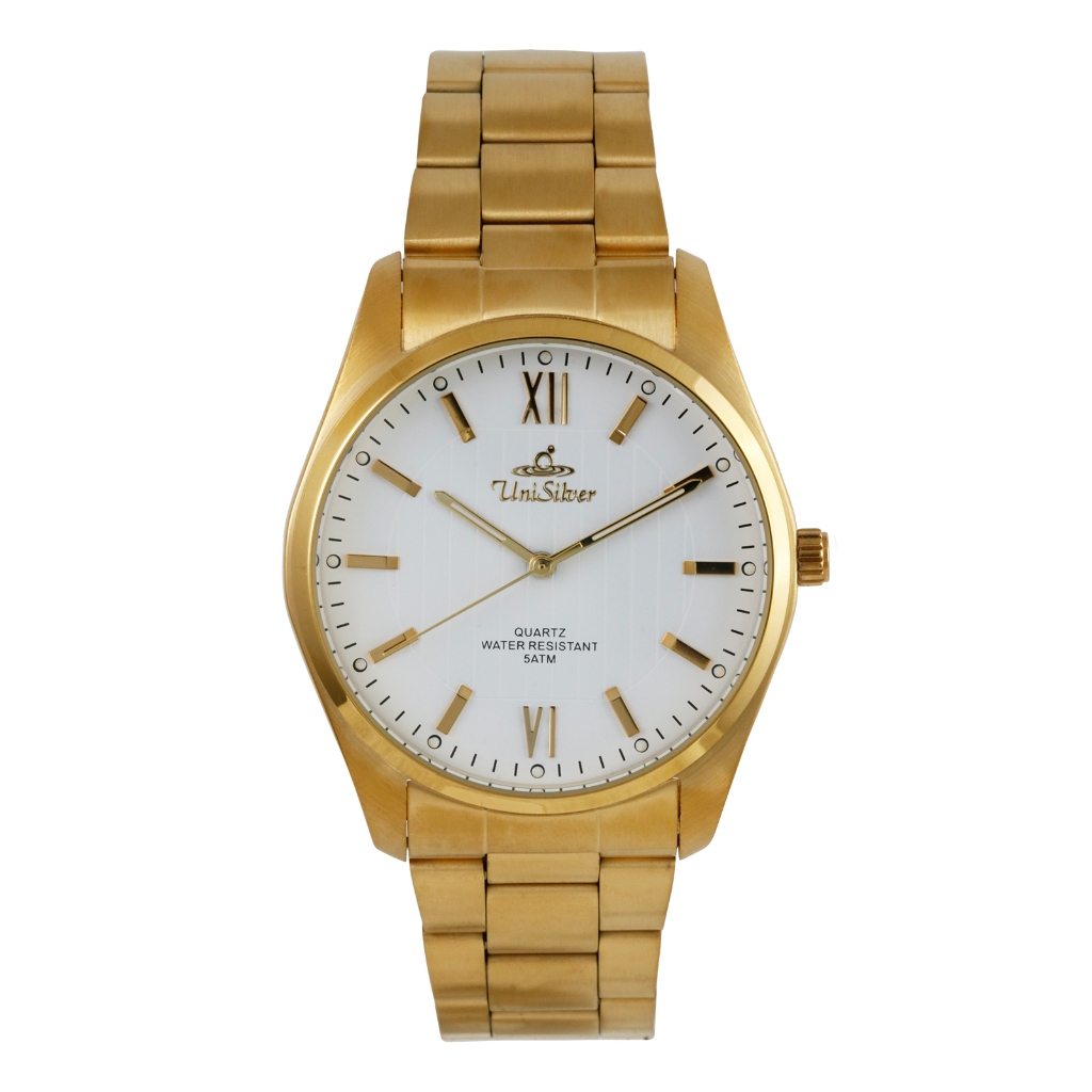 UniSilver TIME Men's Gold / White Analog Stainless steel watch KW4262 ...