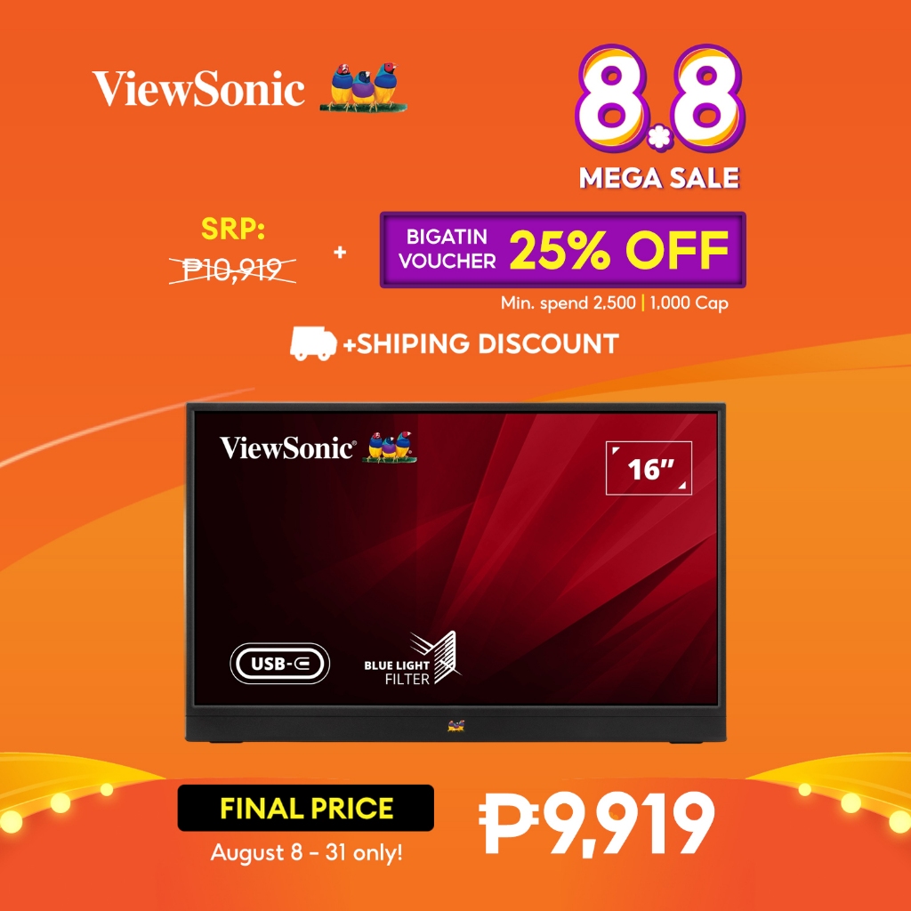 ViewSonic VA1655 16" FHD 1920 x 1080 60Hz IPS Technology 7ms ...