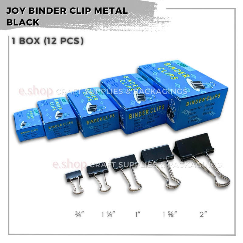 [12 PCS] JOY Metal Binder Clip Black Clip | Shopee Philippines