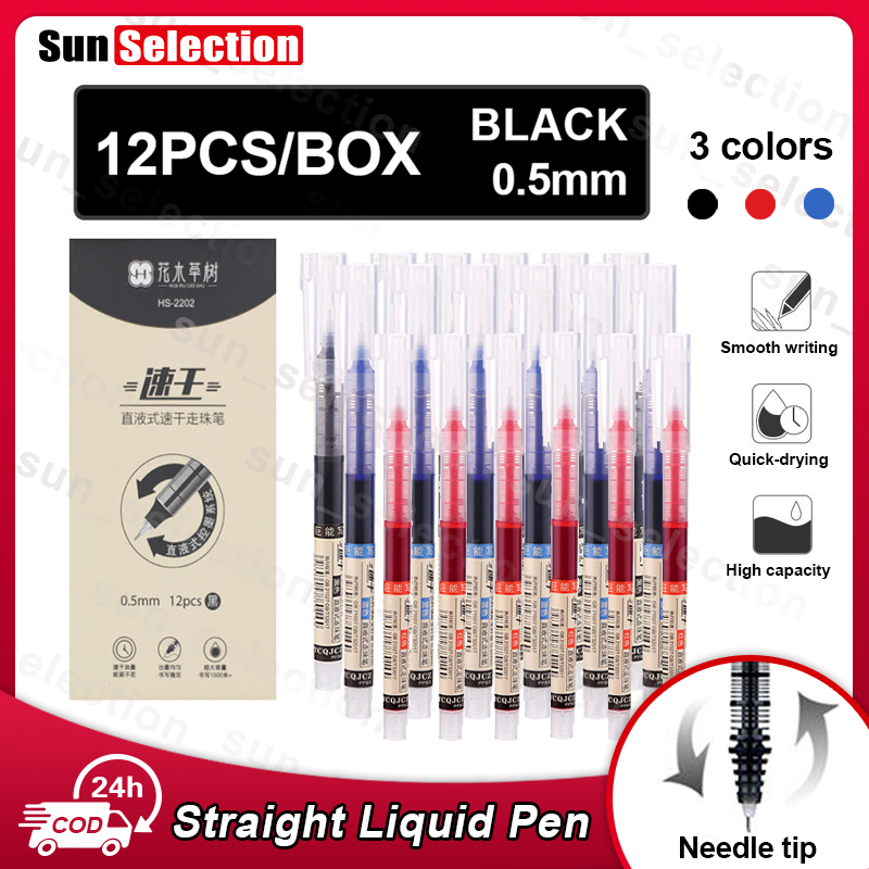 12PCS/BOX Quick-Drying Straight Liquid Pen Gel Pen Needle Tube Ballpen ...
