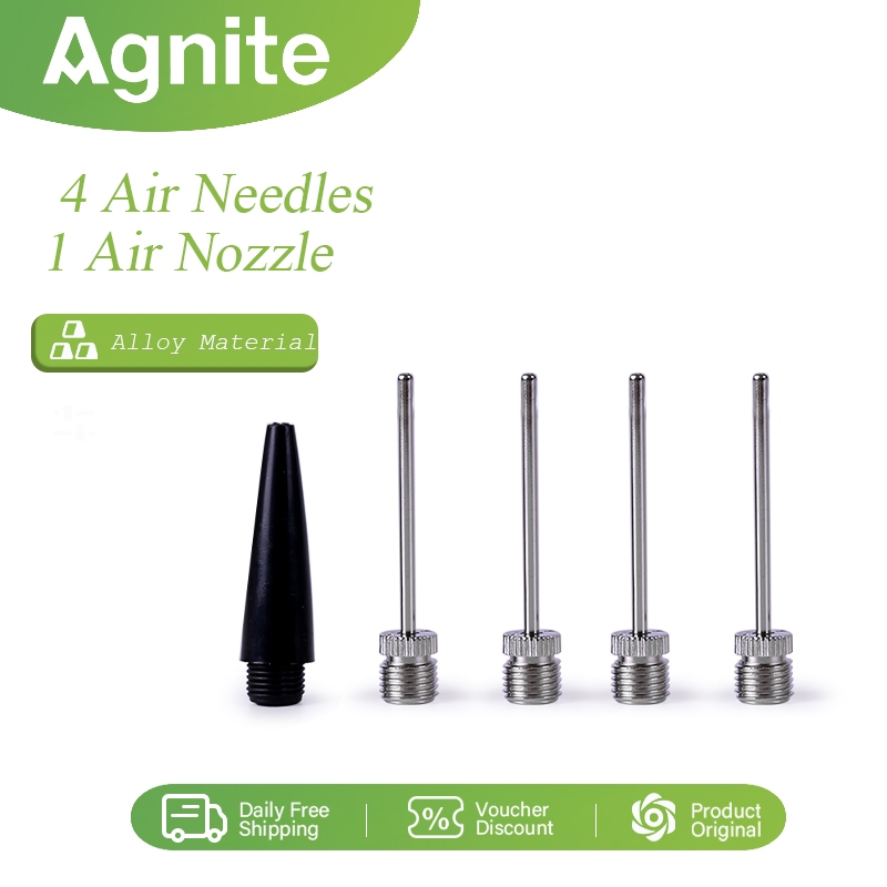 AGNITE 4 Air Needles + 1 Air Nozzle Air Pump Pins Set For Soccer ...