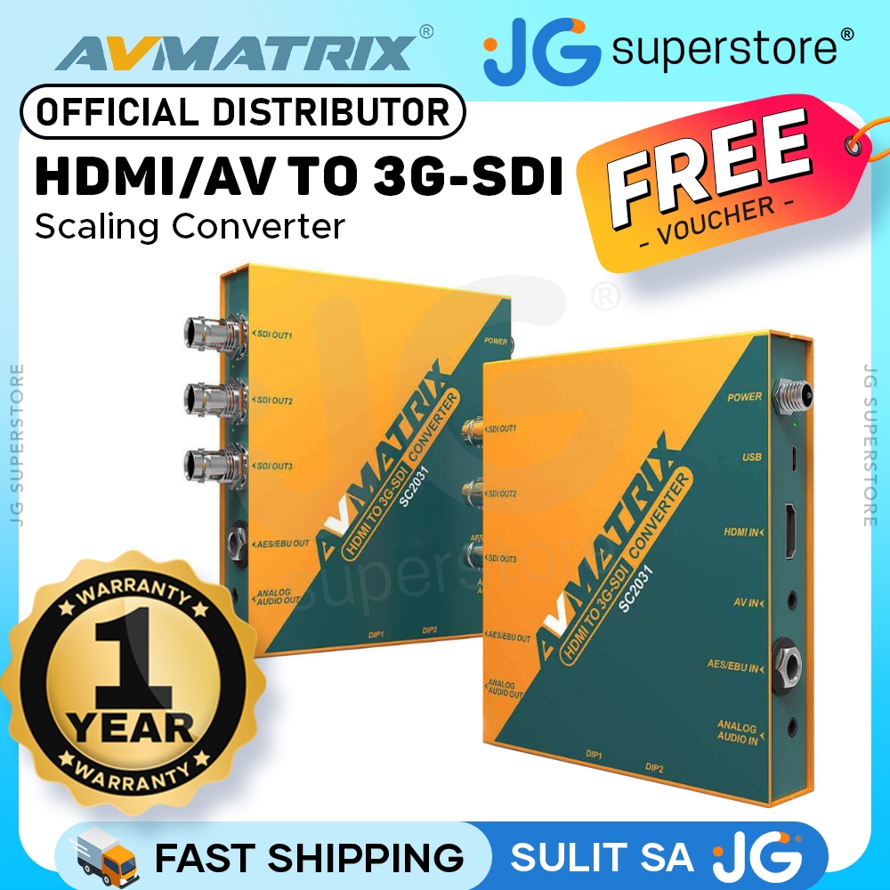 AVMATRIX HDMI & AV to 3G-SDI Scaling Converter w/ Built-in DIP Switcher, PC Control via USB ...