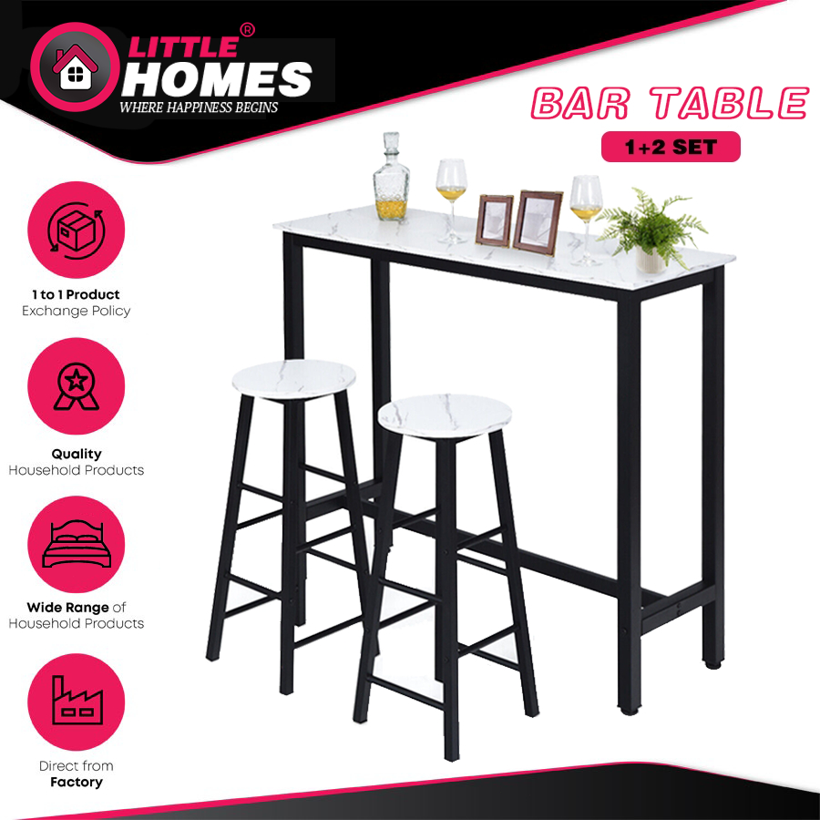 Lamesa set with chair Simple bar table 1table+2chair home kitchen ...