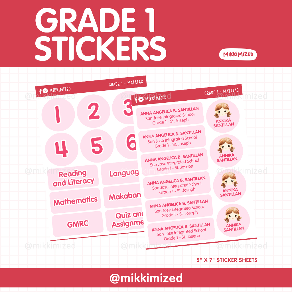 GRADE 1 STICKERS | Personalized Sticker Labels Name Sticker Back to ...