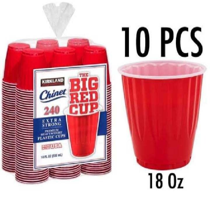 Plastic Big Red Cup Extra Strong Beer Pom Cup Party Festival Christmas New Year Party Supply ...