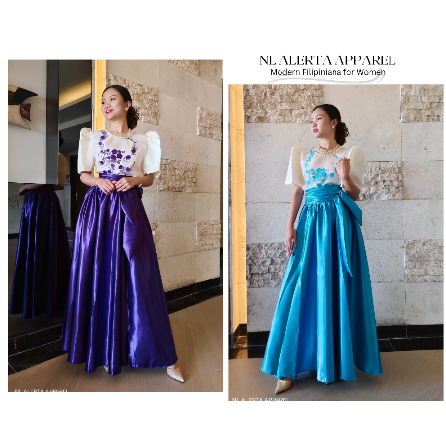 MODERN FILIPINIANA PURE EMBROIDERED MESTIZA TOP FOR WOMEN AND SKIRT ...