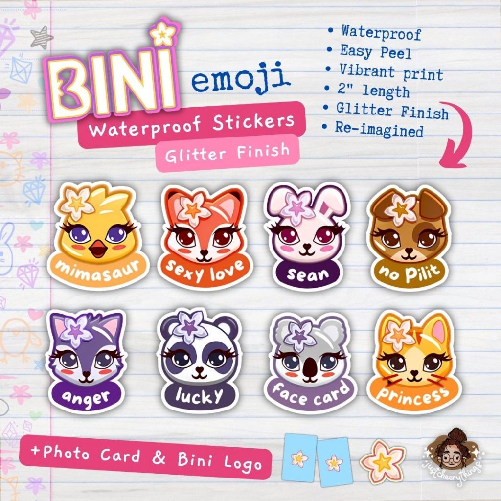 Bini Emoji Stickers Glitter Waterproof Ppop Bloom Inspired Stickers for ...