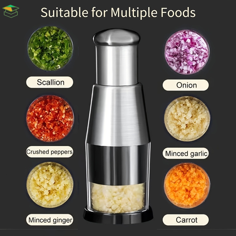 Stainless Steel Food Chopper Garlic Press Quick Chop For Onions ...