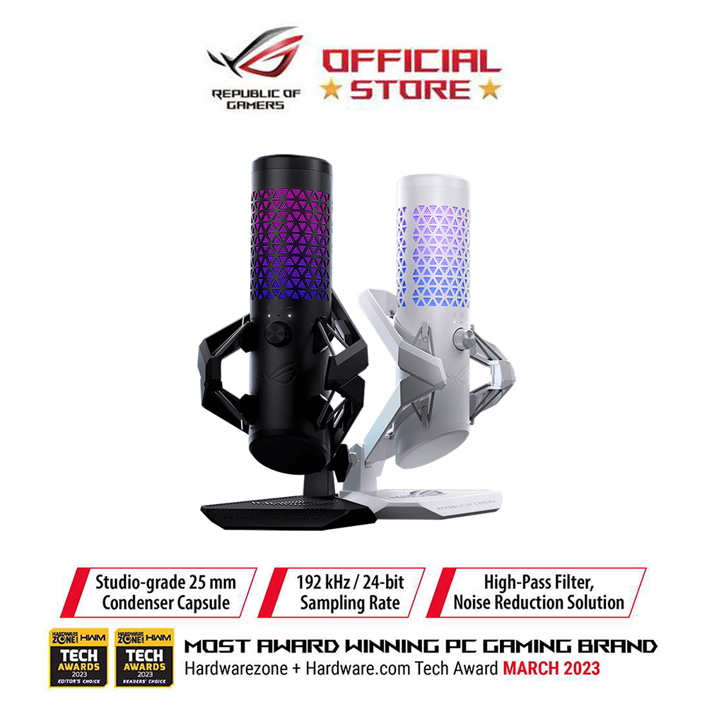 Asus ROG Carnyx C501 Black/White Aura Sync RGB Built-in Pop Filter USB ...
