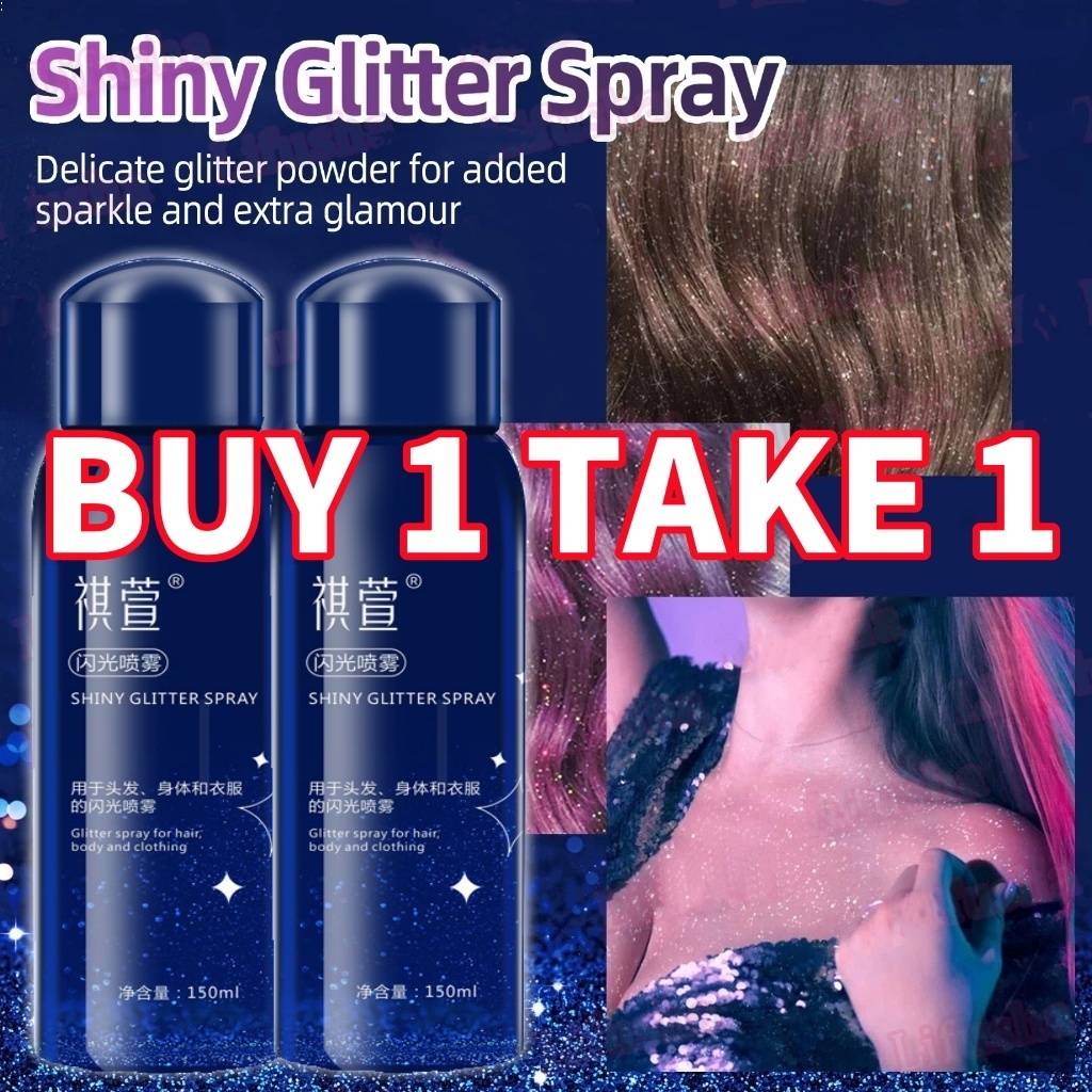 【BUY 1 TAKE 1】NICE Night club party glitter spray for Body Hair Clothes ...