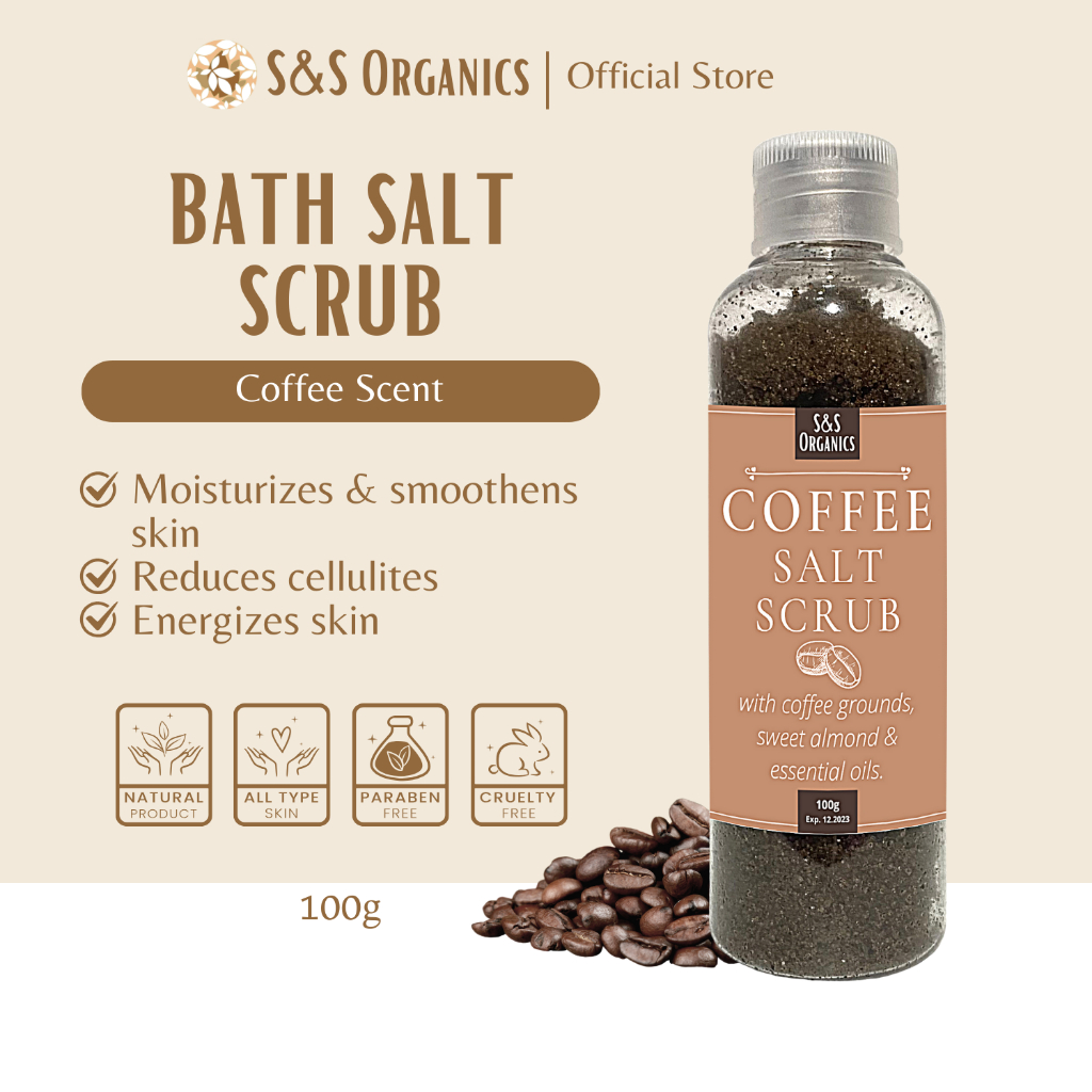 Pure and Organic Coffee Bath Salt Scrub 100g | Shopee Philippines