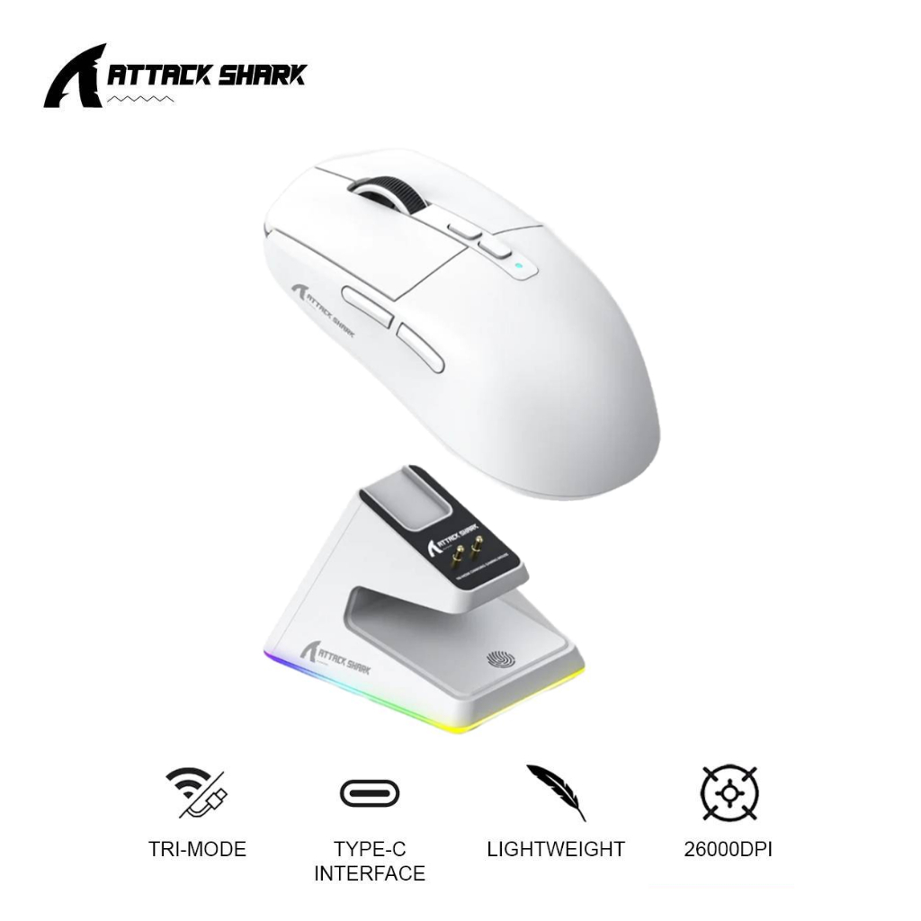 Attack Shark X6 Wireless Gaming Mouse Tri-Mode 2.4G USB-C Wired ...