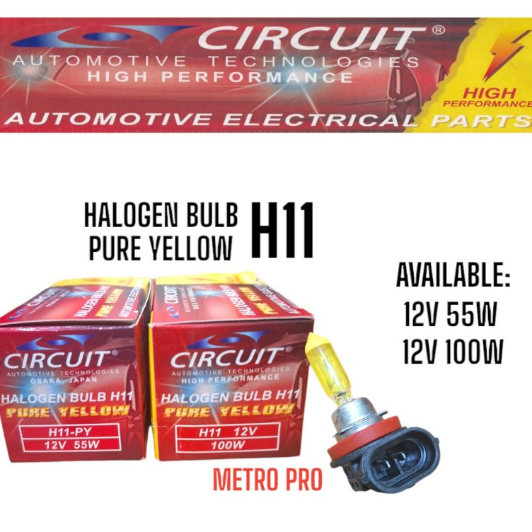 Circuit Halogen Bulb H11 PURE YELLOW 12V 55W/100W | Shopee Philippines