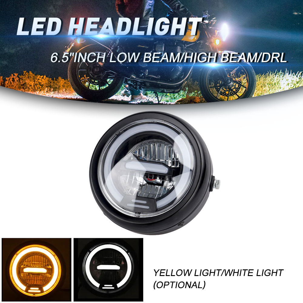 classic headlight Motorcycle LED Headlight Universal Retro Motorcycle ...
