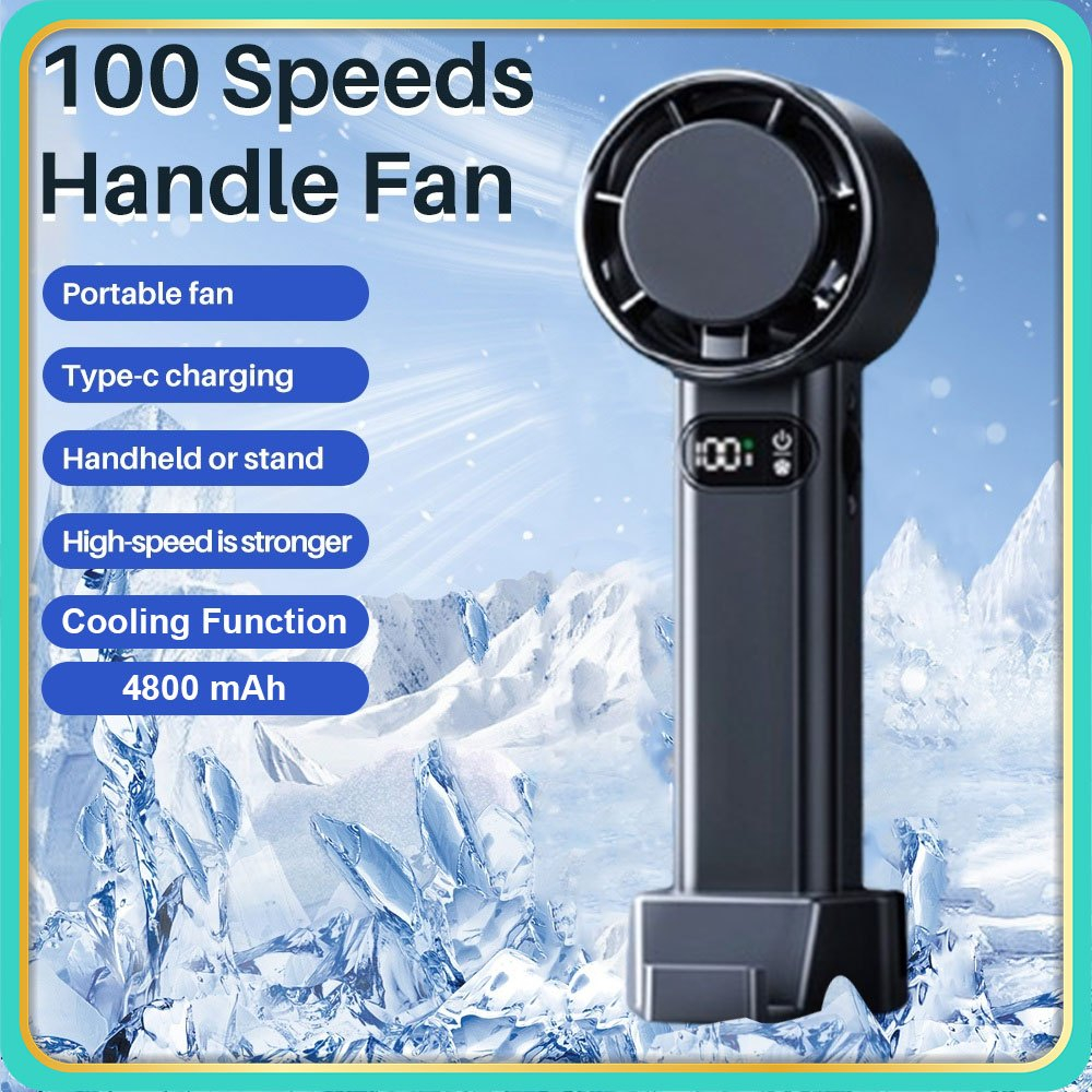 Jiditech High Speed Refrigeration Handheld Fan 4800mAh 100 Level Speed ...