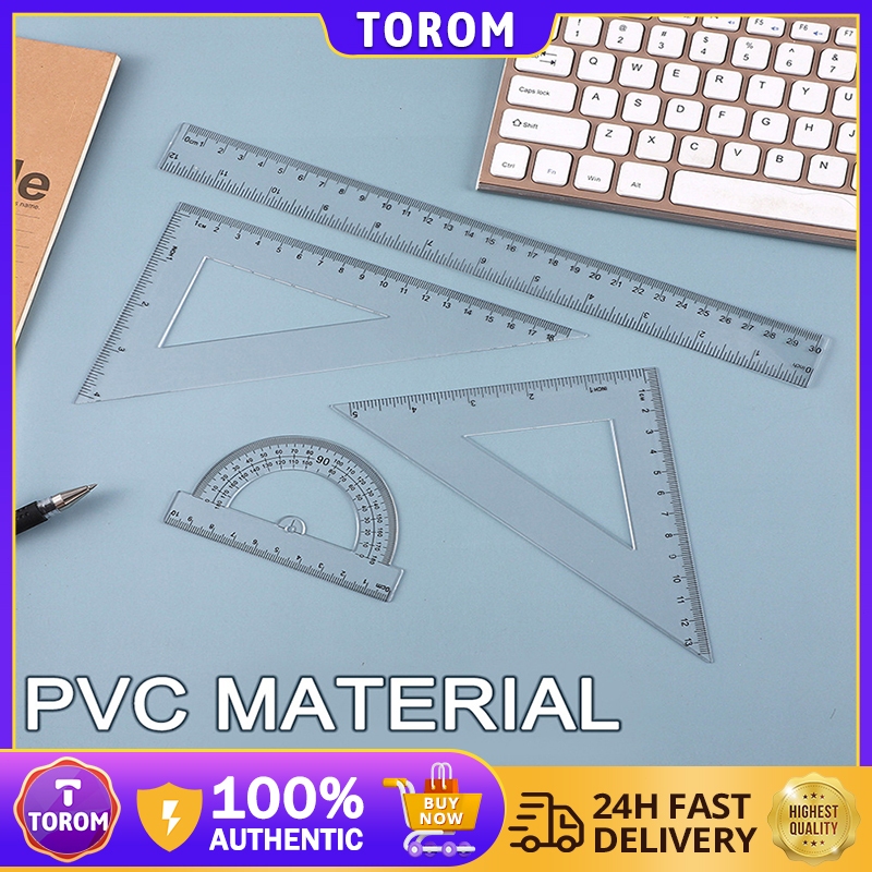 4pcs/Set Student Ruler Plastic Transparent Straight Triangle Ruler ...