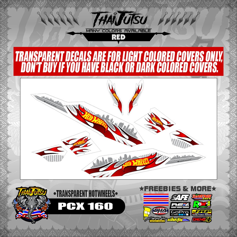 PCX 160 DECALS ( TRANSPARENT HOTWHEELS ) 【ThaijutsuStickers】 | Shopee ...