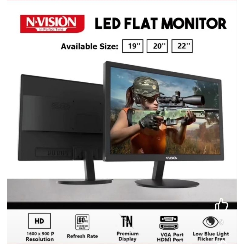 NVISION 19INCH LED MONITOR WIDE 1920 RESOLUTION | Shopee Philippines