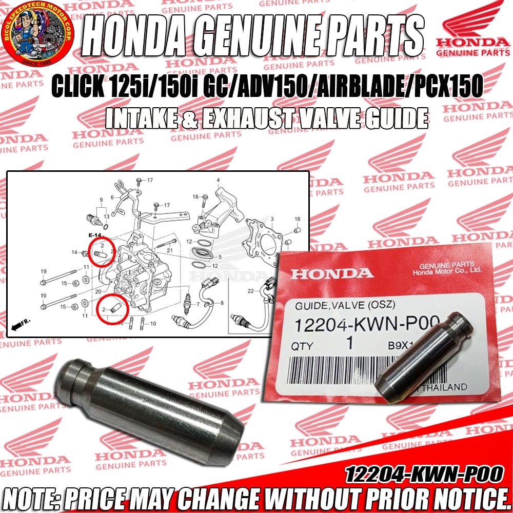 CLICK 125i/150i V2/ADV150/AIRBLADE/PCX150 INTAKE & EXHAUST VALVE GUIDE ...