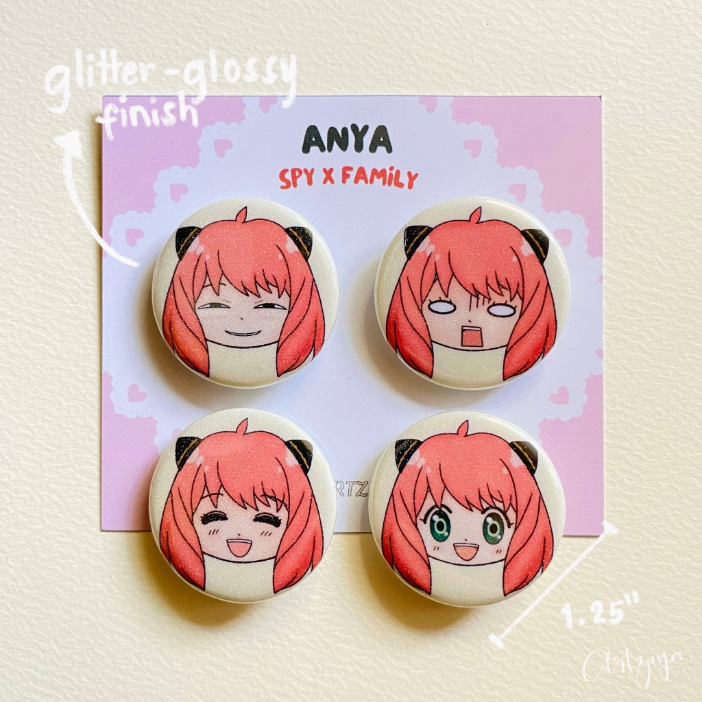 ANYA BUTTON PINS (2 PCS) | GLITTER-GLOSS FINISH | Shopee Philippines