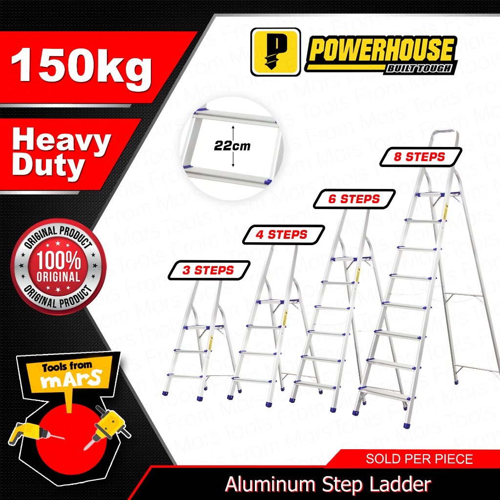 Powerhouse Aluminum Step Ladder 3-Steps - 8-Steps Multi-Purpose ...