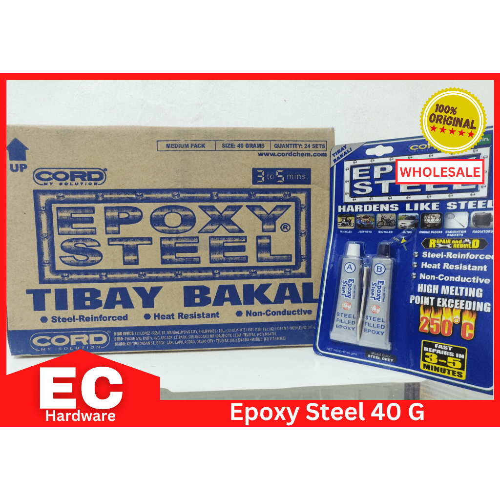 [WHOLESALE] EPOXY STEEL 40g (1 BOX - 24 pcs) | CORD BRAND | Shopee ...